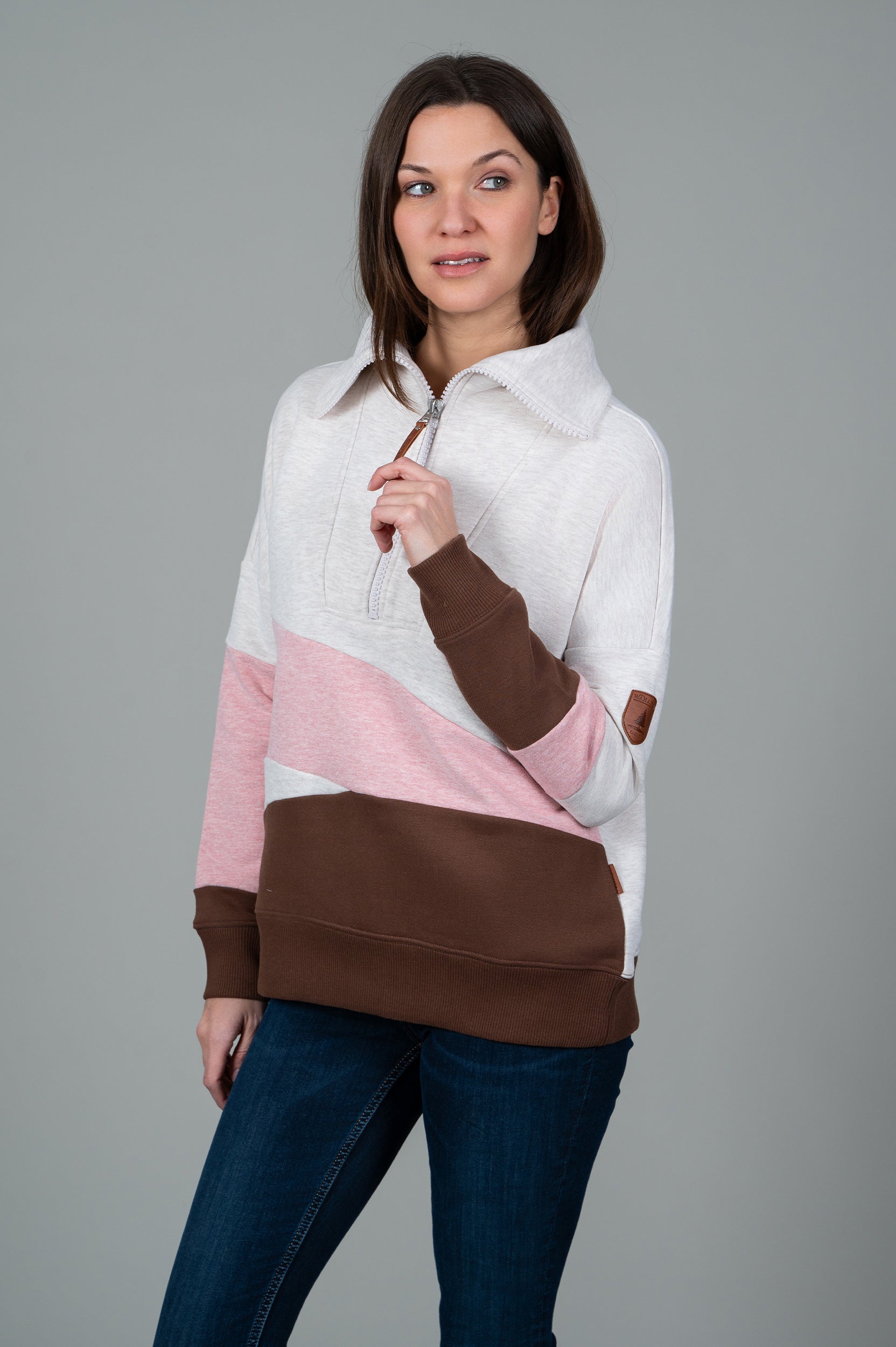 Eevie Mahogany Mix Half-Zip Sweatshirt – Wanakome